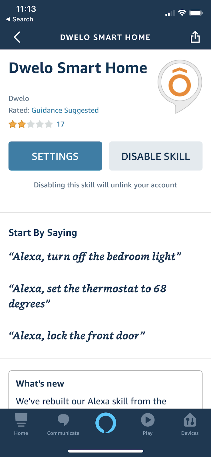 Updating Your Dwelo Smart Home Skill for Amazon Alexa